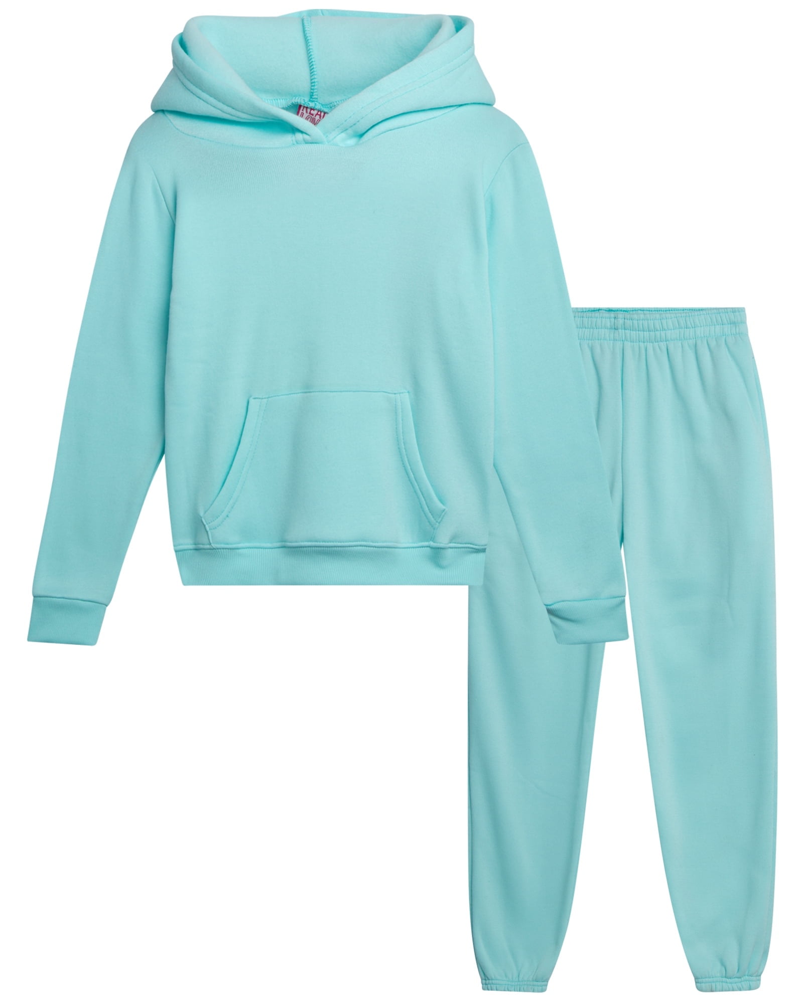 Real Love Girls' Jogger Set - 2 Piece Basic Fleece Pullover Hoodie and ...