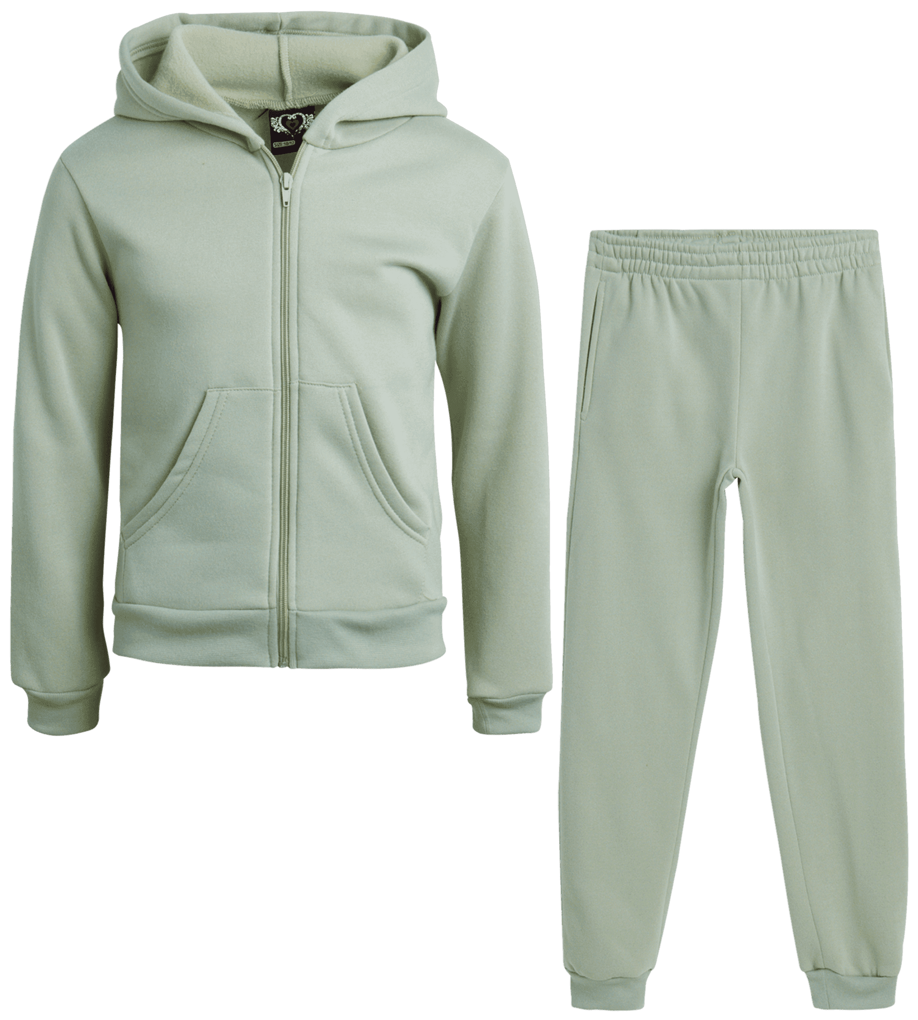Real Love Girls' Jogger Set - 2 Piece Basic Fleece Solid Full Zip ...