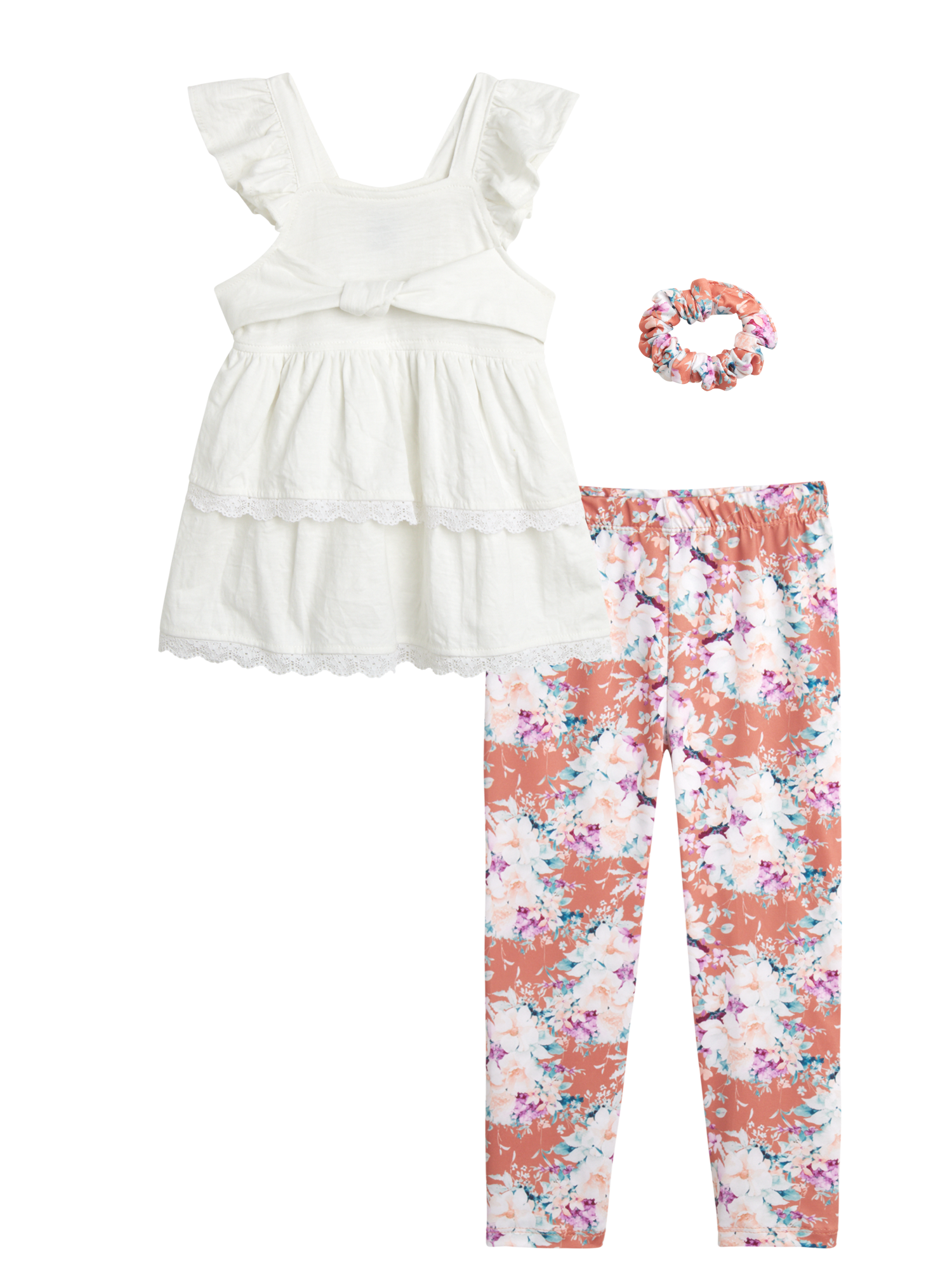 Real Love Girls' Leggings Set - 2 Piece Ruffle Knit Blouse Top and ...