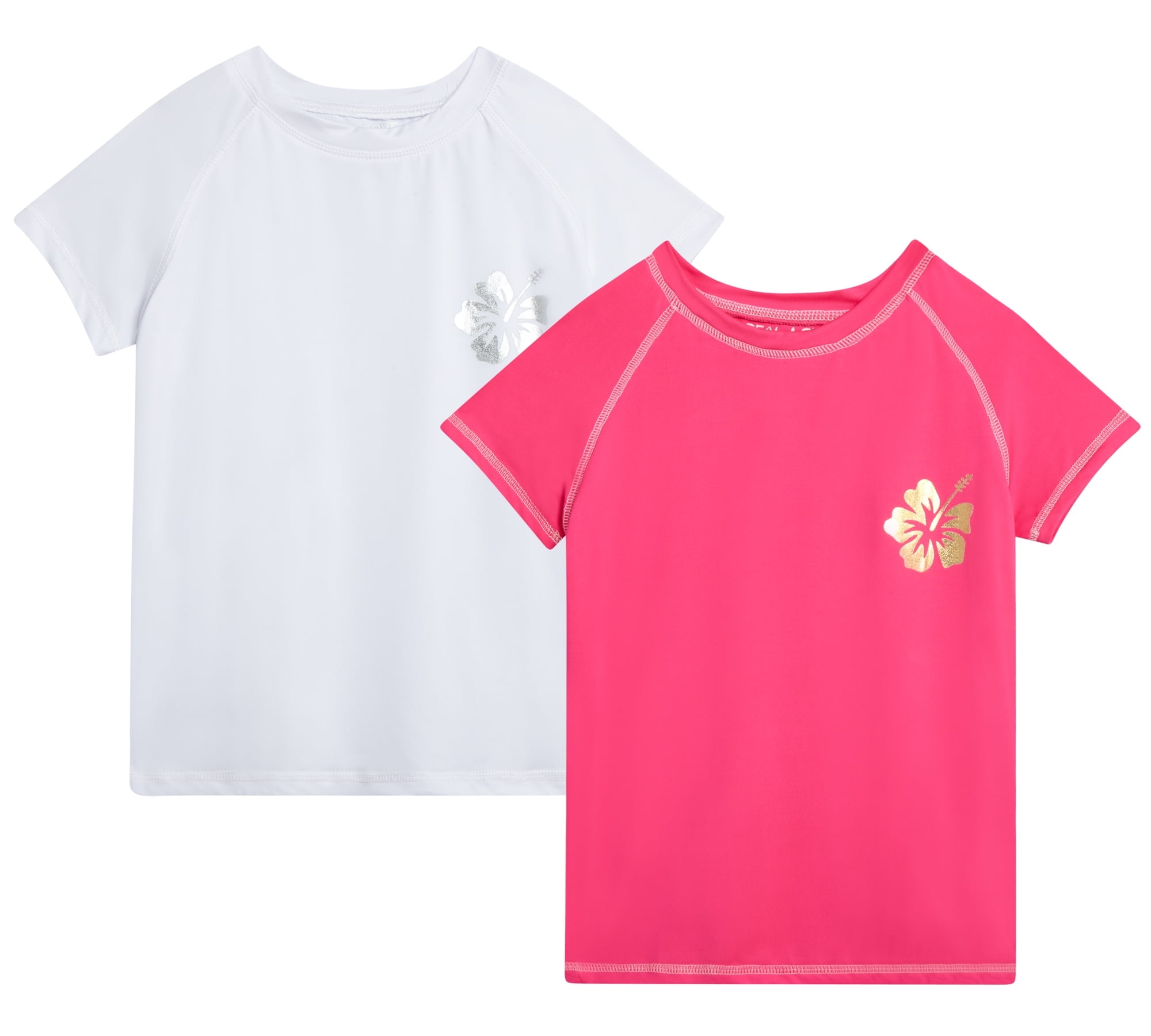 Real Love Girls' Rash Guard Shirt - 2 Pack Quick Dry Short Sleeve Swim ...