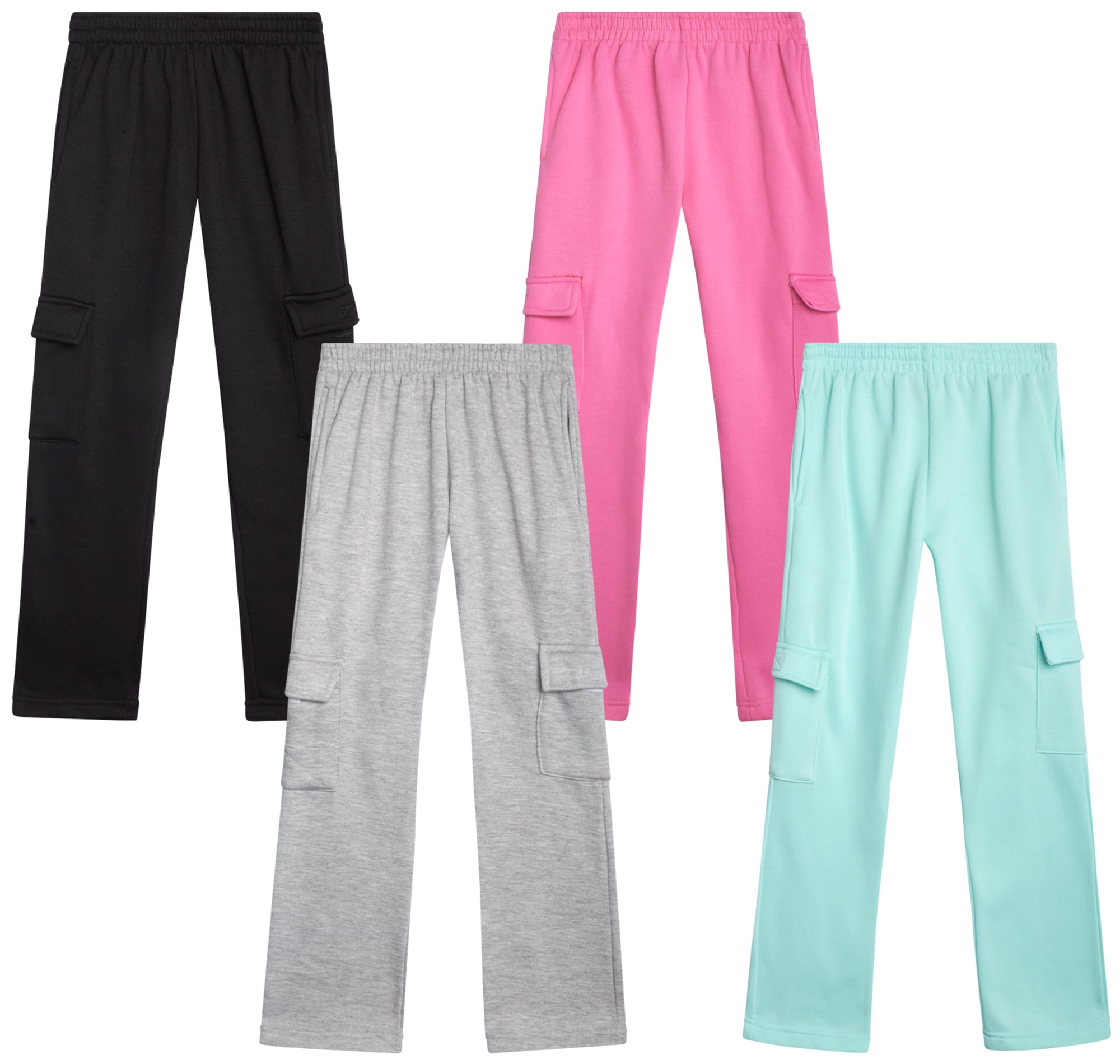 Real Love Girls’ Sweatpants – 4 Pack Active Basic Fleece Cargo Jogpants ...