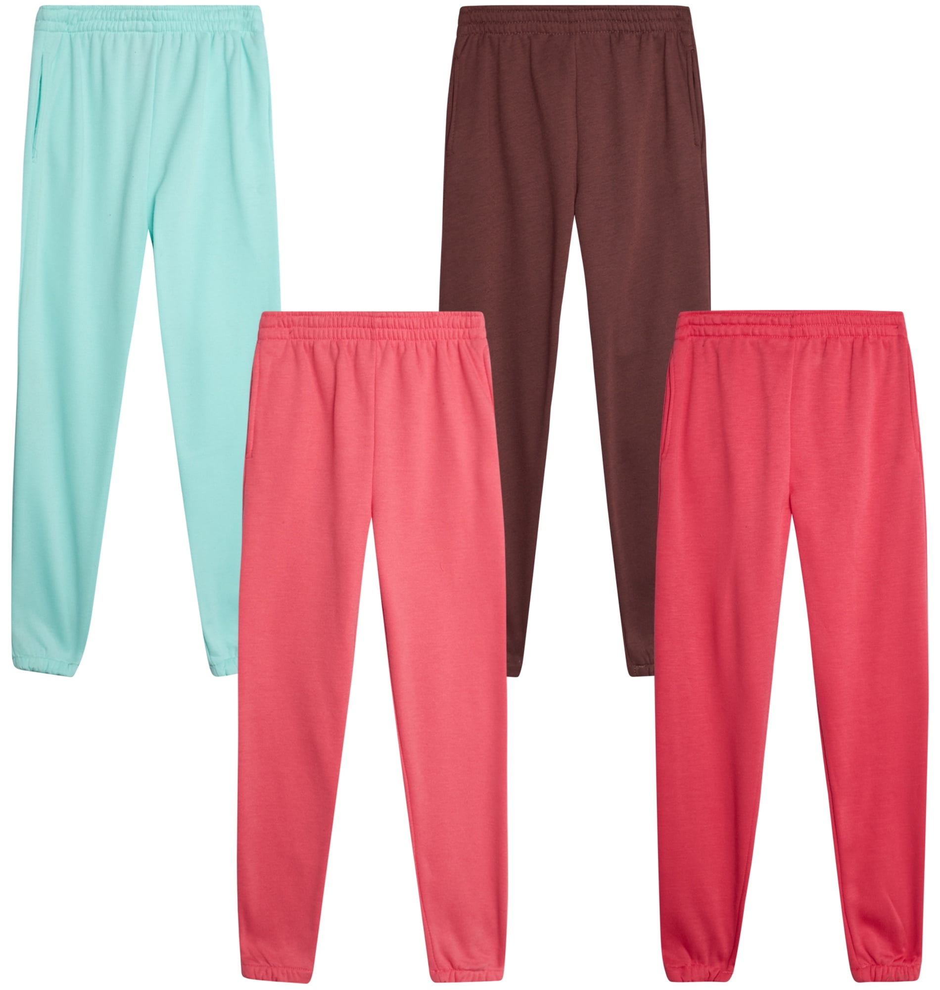 Real Love Girls' Sweatpants - 4 Pack Basic Solid Active Fleece Joggers ...