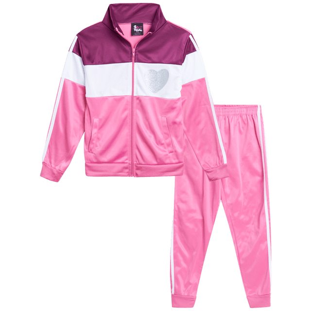 Real Love Girls' Tracksuit Set - 2 Piece Tricot Zip Jacket and Jogger ...