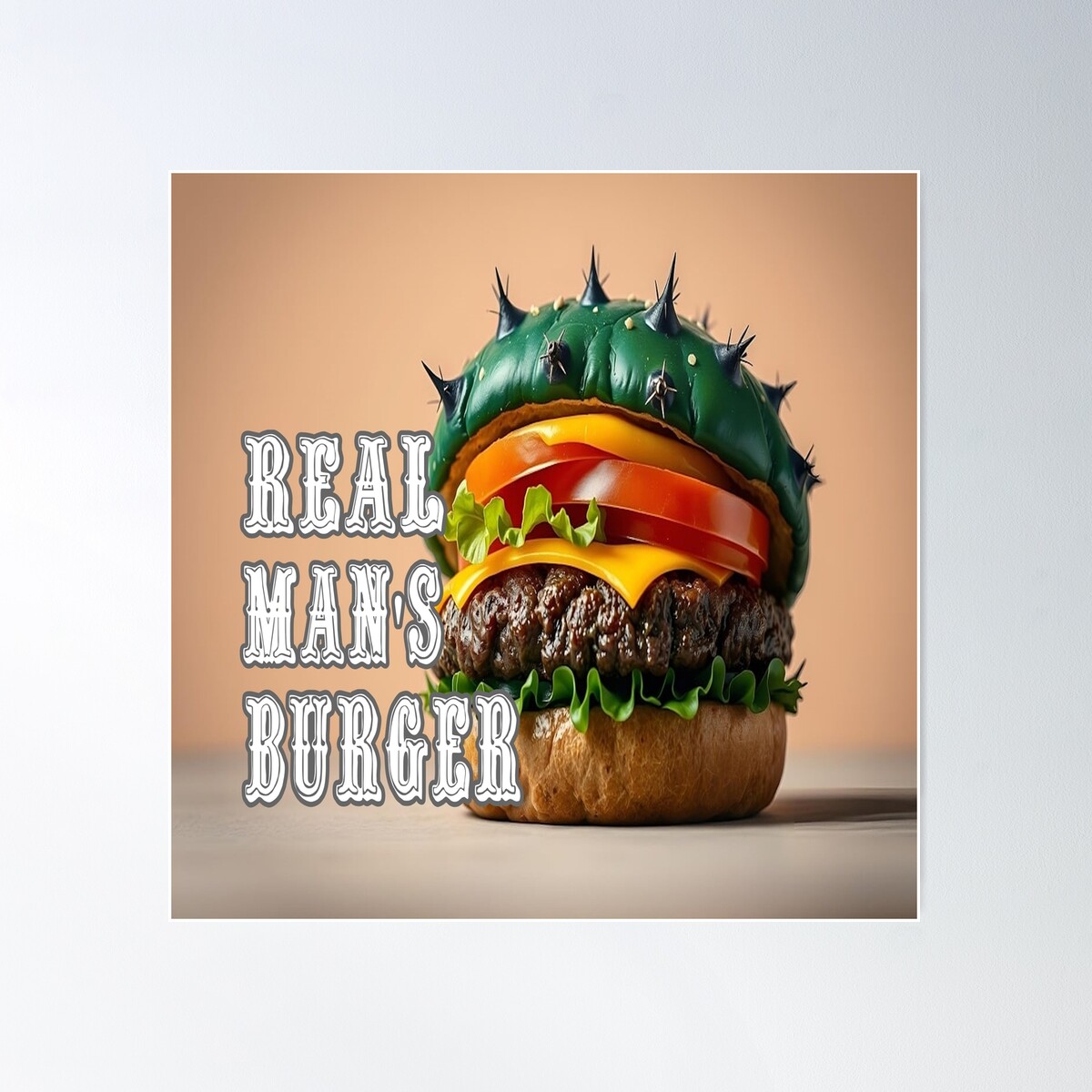 Real Man'S Burger Poster Wall Art, Modern Wall Decor For Living Room ...