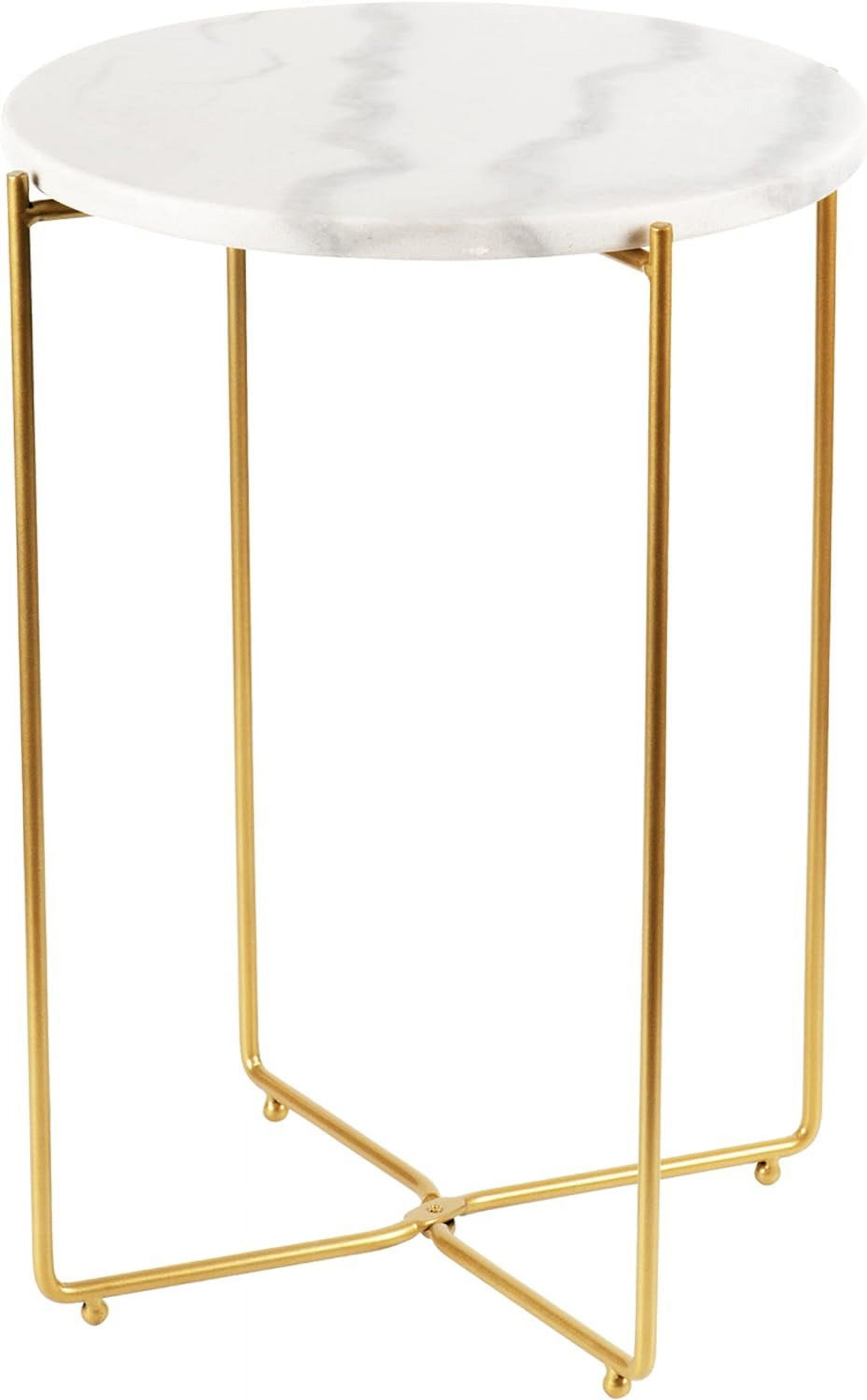 Real Marble Metal Round Side End Table with Pure Marble Top Modern ...