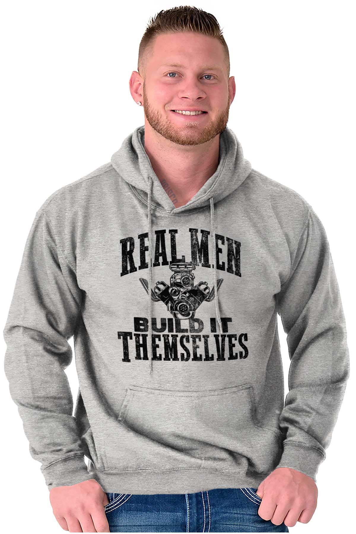 Real Men Build Auto Mechanic Life Men Big & Tall Graphic Hoodie Brisco ...