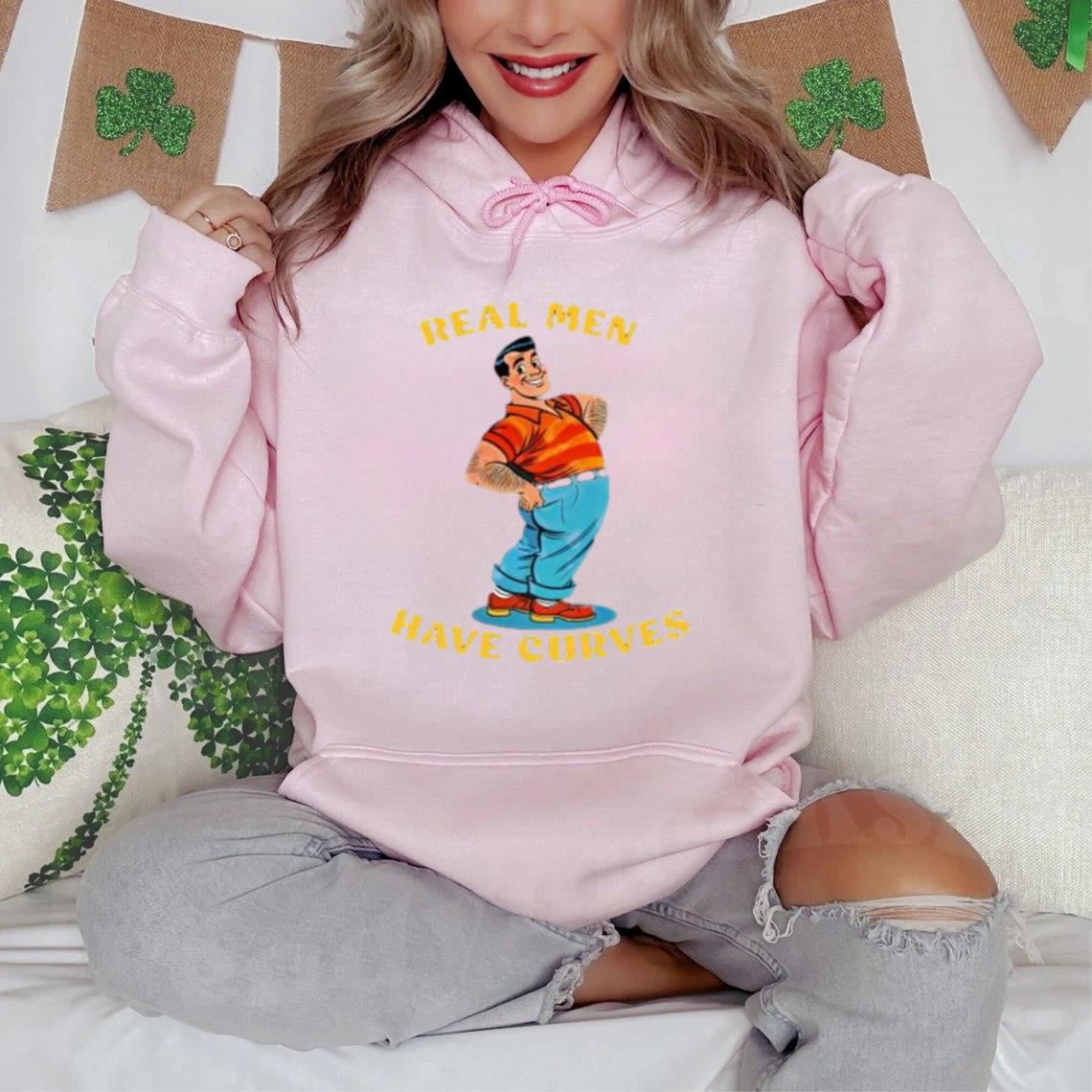 Real Men Have Curves Funny Body Positive Humor Cartoon Retro Confidence ...