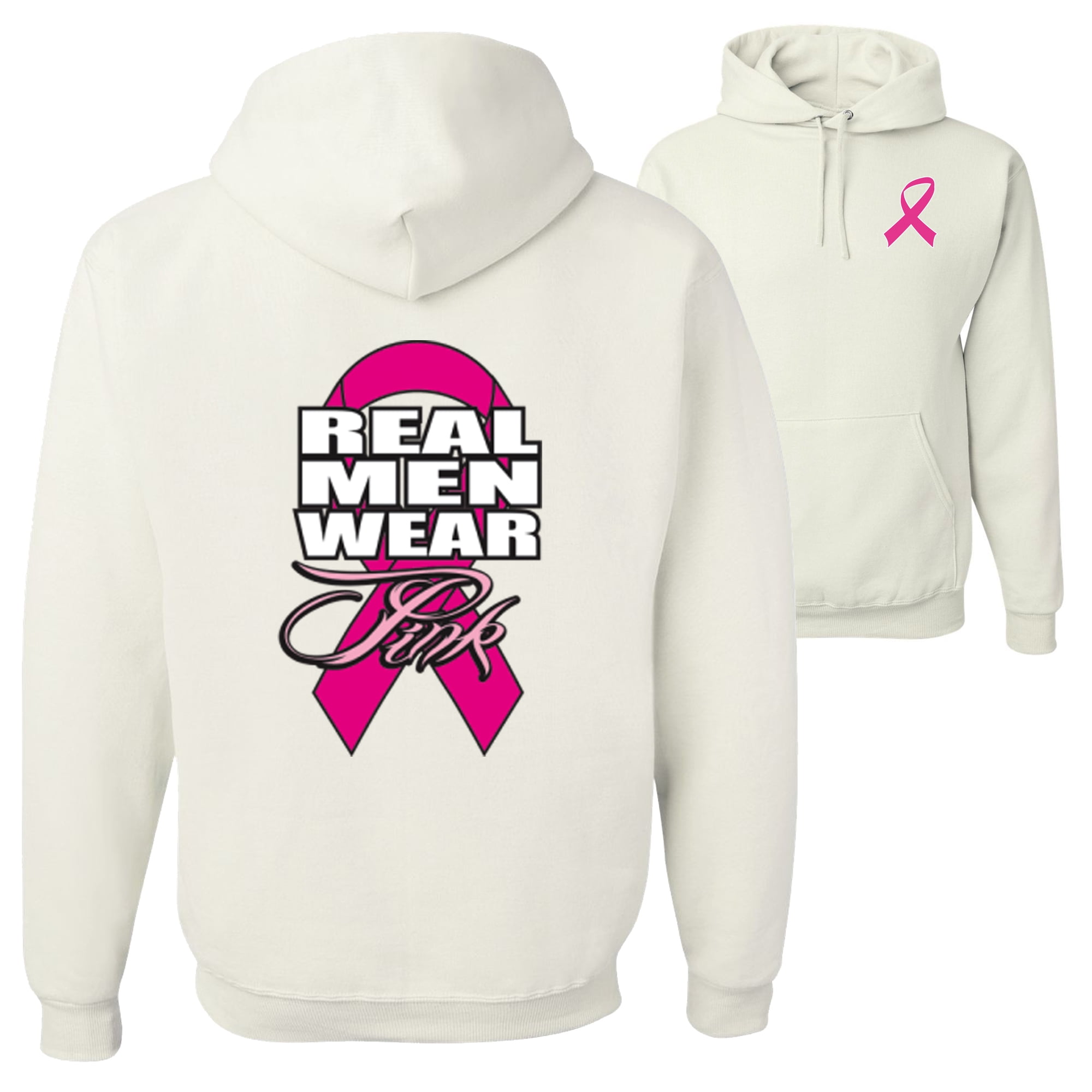 Real Men Wear Pink Breast Cancer Awareness Front & Back Mens Hoodies ...