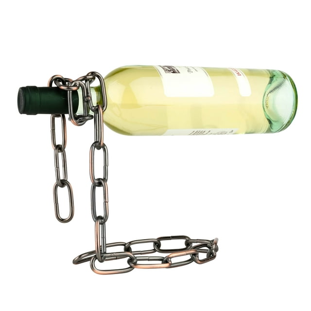 Bronze Real Metal Chain Wine Bottle Holder - Sturdy, Elegant Design ...