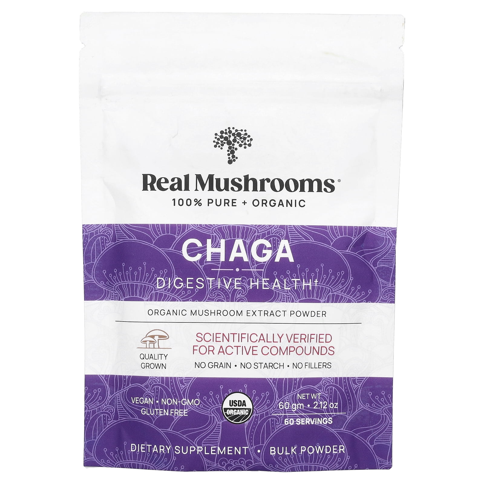 Real Mushrooms Chaga, Organic Mushroom Extract Powder, 2.12 oz (60 g ...