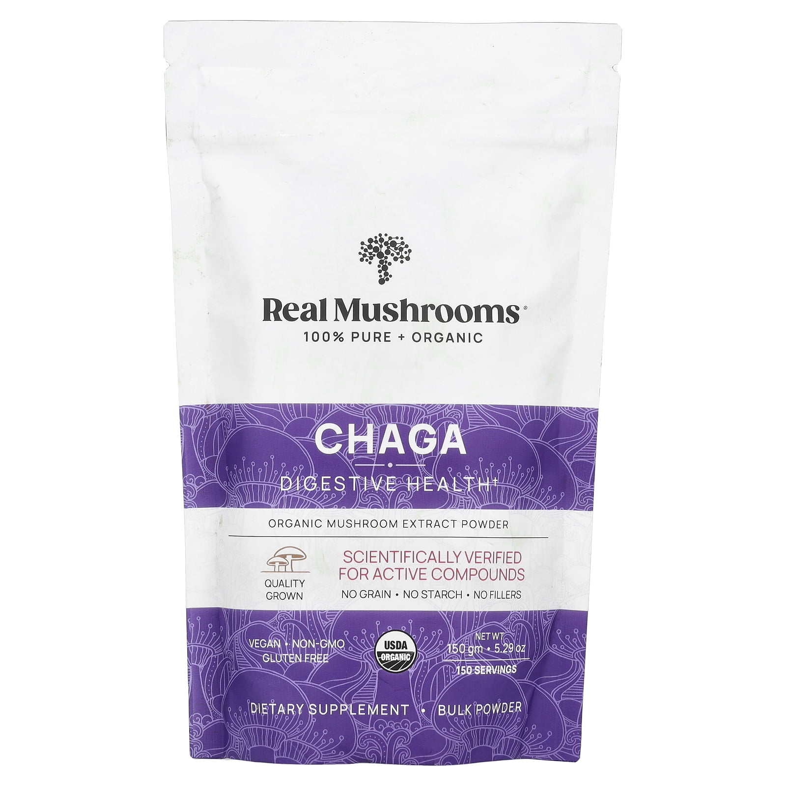 Real Mushrooms Chaga, Organic Mushroom Extract Powder, 5.29 oz (150 gm ...