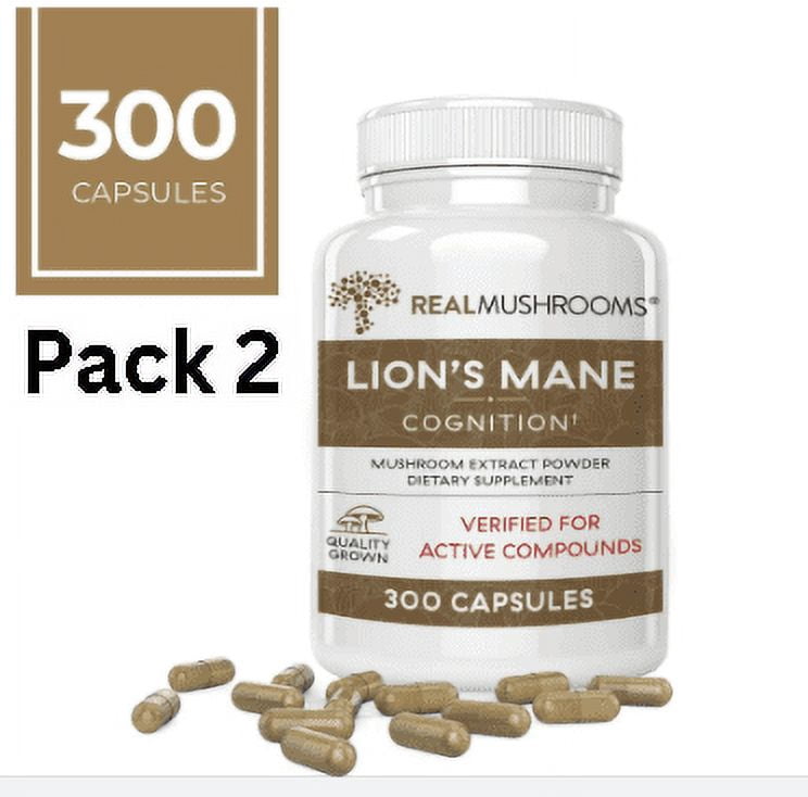 Real Mushrooms Lion's Mane, 300 Capsules, Mushroom Extract Powder ...
