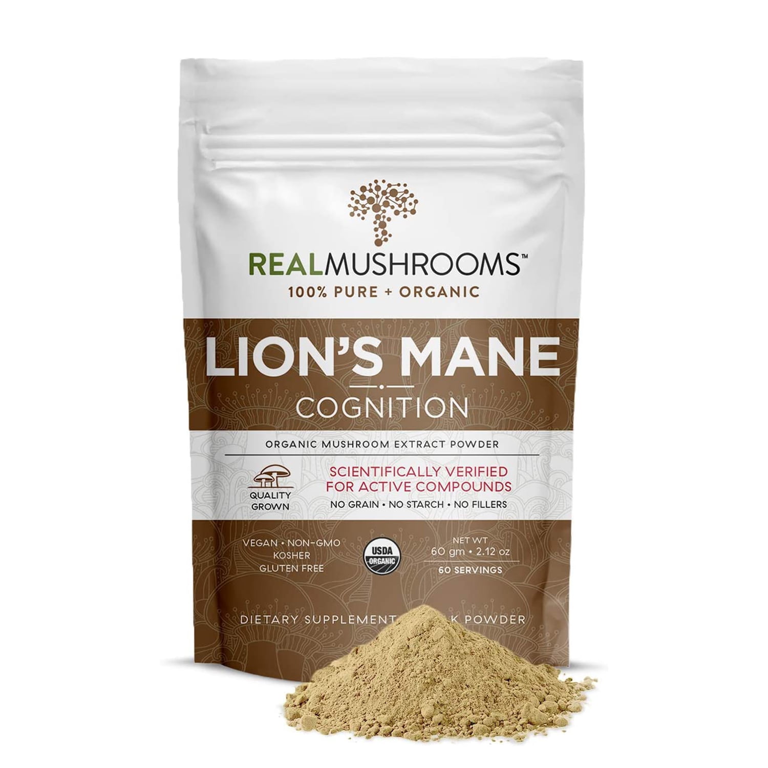 Real Mushrooms Lion's Mane, Organic Mushroom Extract Powder, 2.12 oz ...