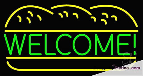 Real Neon Led Tubes Green Welcome Led Sign Handmade Lamp Neon Signs For ...
