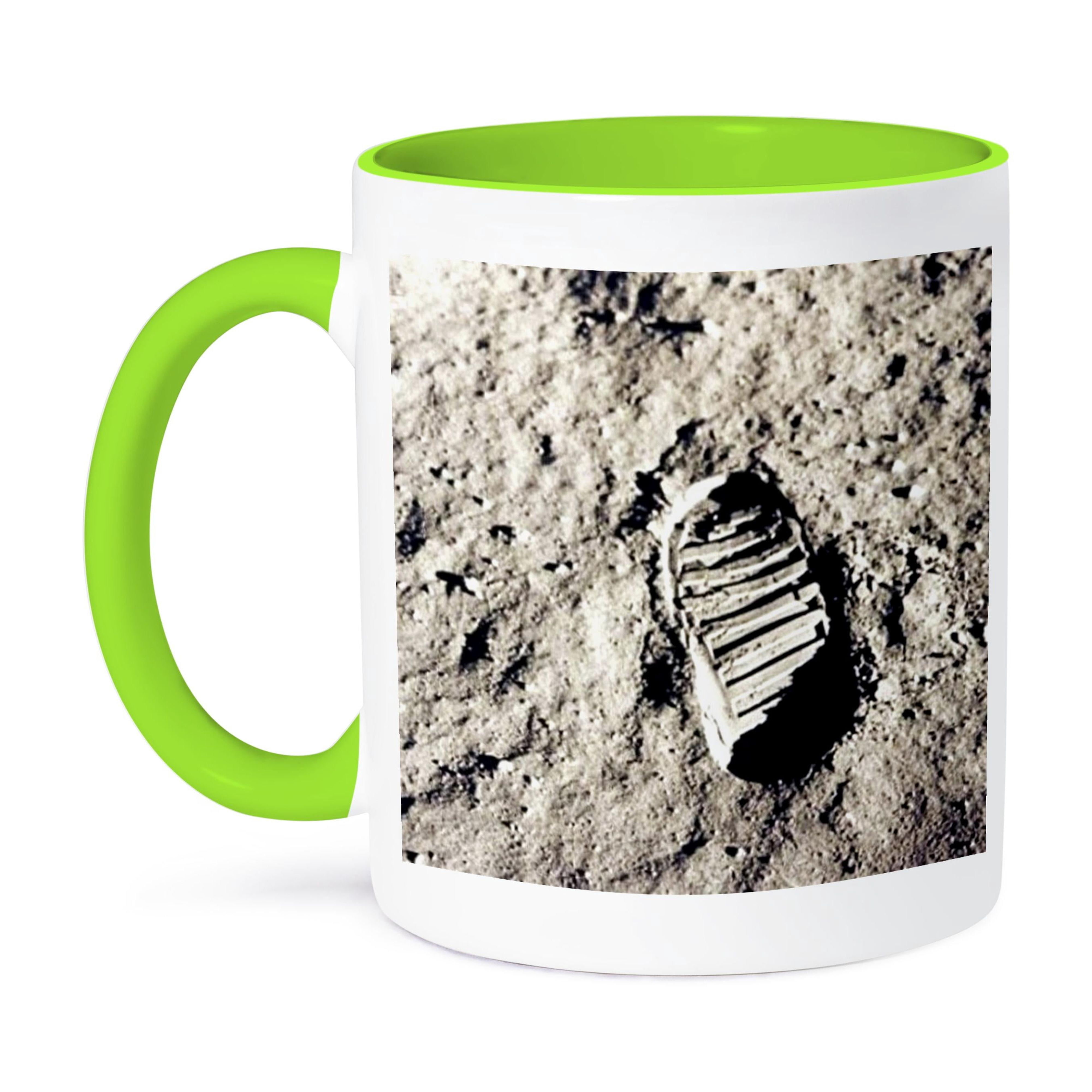 3dRose, Real Photo Of Footprint On The Moon, 15oz Two-Tone Green Mug ...