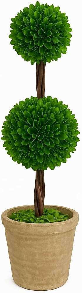 Real Preserved Boxwood Topiary Plant – Double Faux Greenery in – Indoor ...