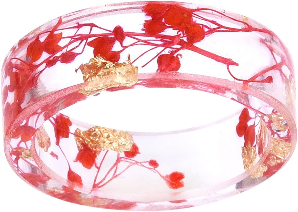 Real Pressed Flower Dried Flower Resin Wooden Ring Finger Rings - Walmart.com
