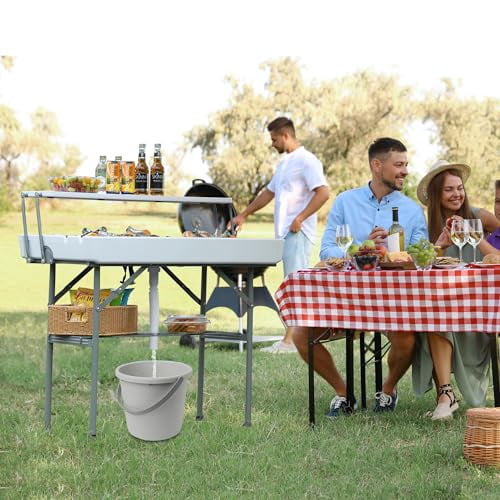Real Relax Outdoor Bar Cooler Table with Skirt, Fill and Chill Table ...