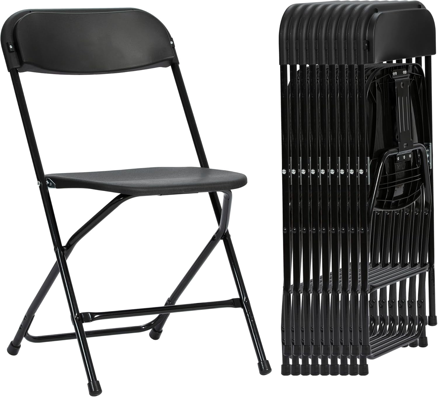 Real Relax Plastic Folding Chairs Set of 10, Black Plastic Folding ...