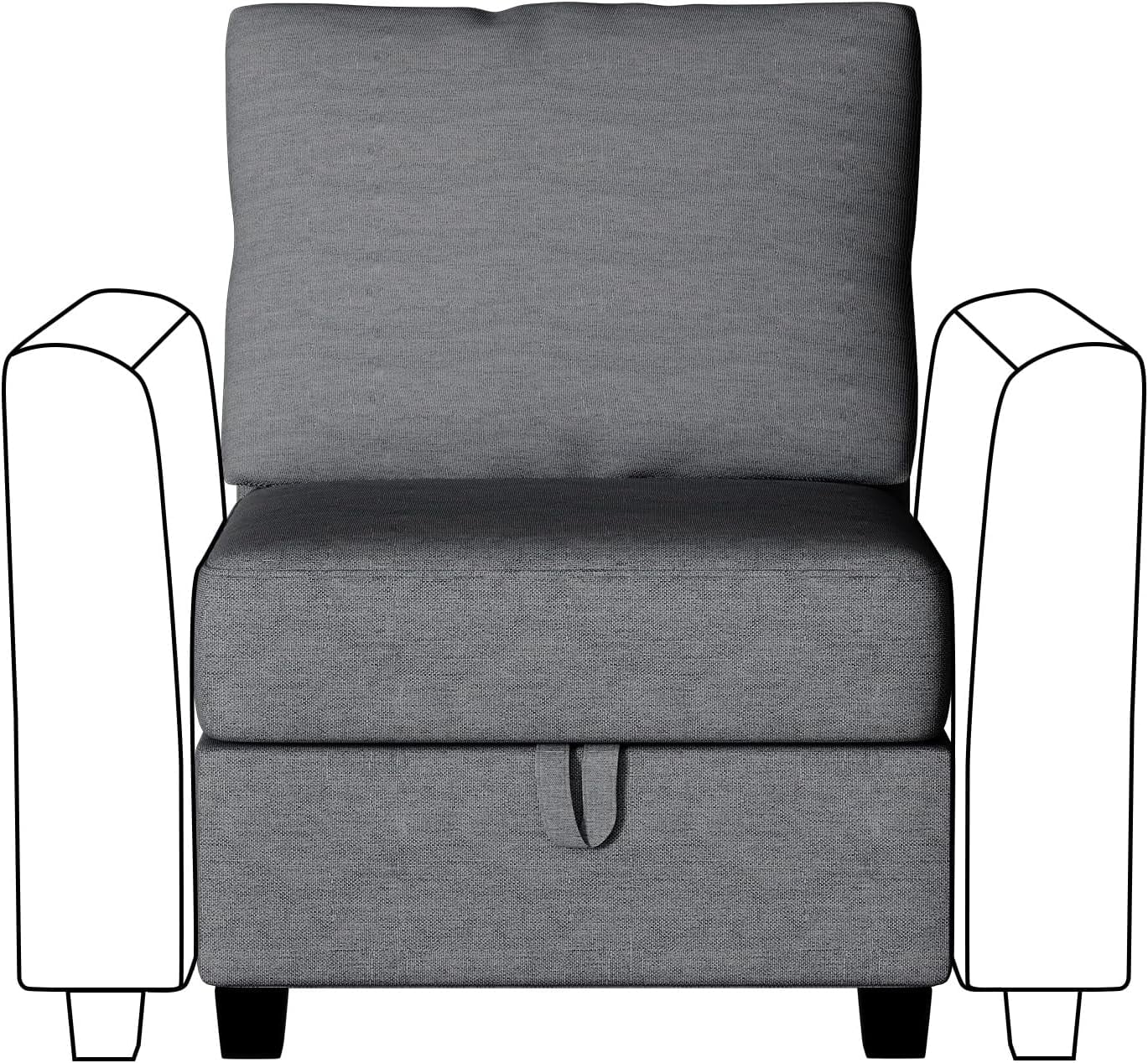 Real Relax Single Seater Without Armrest Convertible Sectional Sofa ...