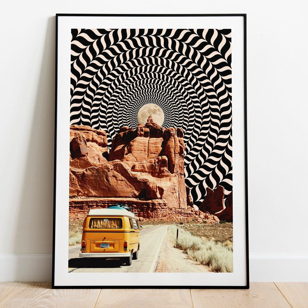 A Real Road Trip, Opart Design, Optical Illusion Poster, Vintage ...
