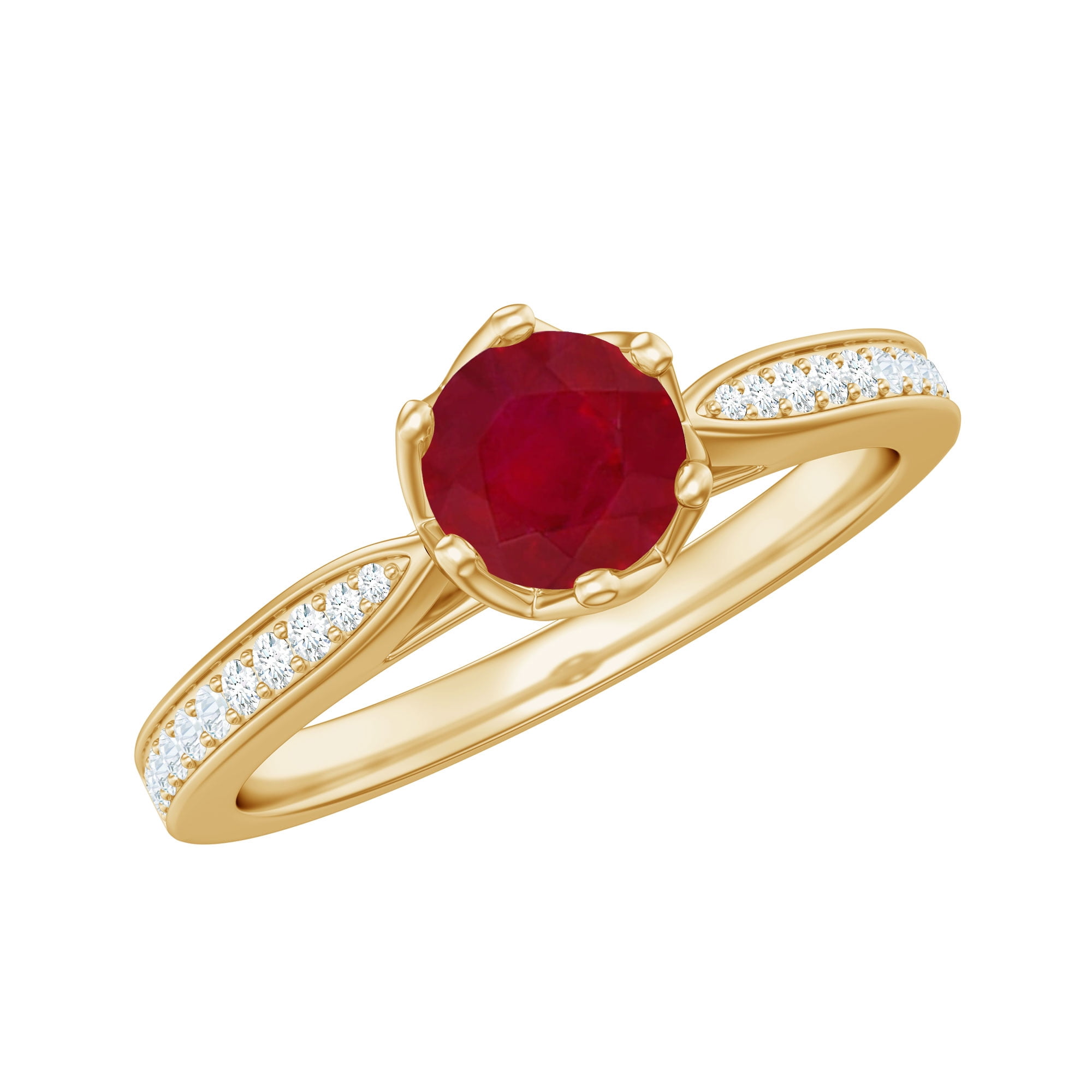 Rosec Jewels Real Ruby Solitaire Engagement Ring with Side Stones, July ...
