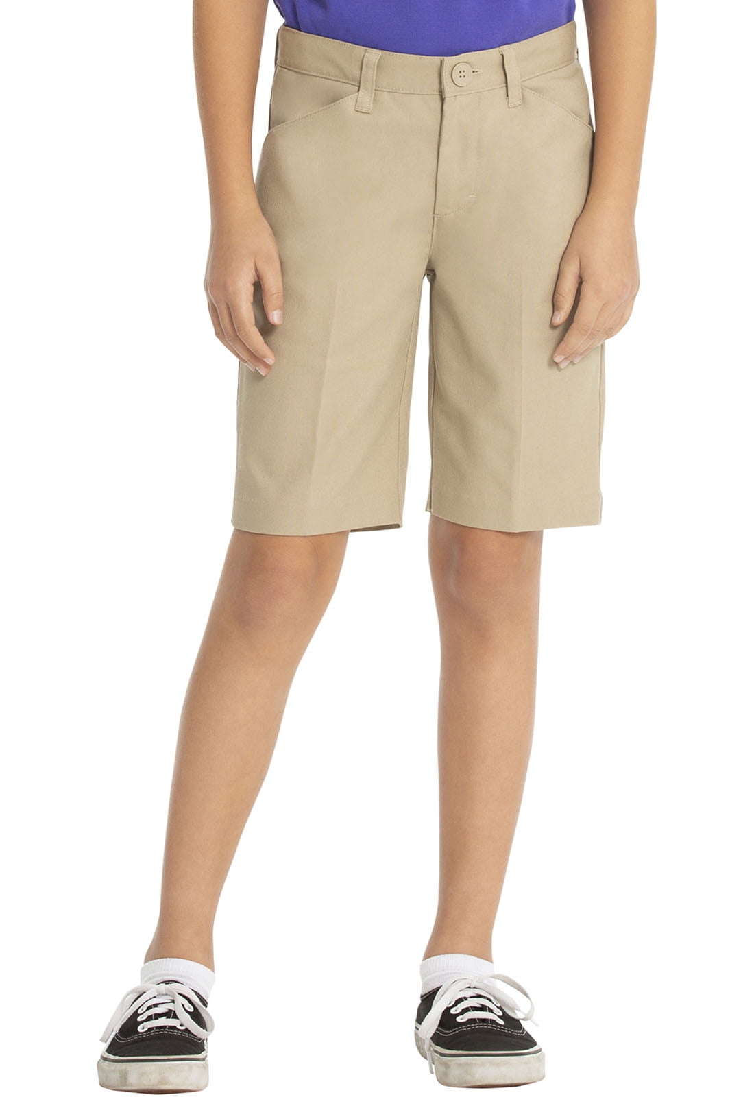Real School Juniors' Flat Front Low Rise School Uniform Shorts ...