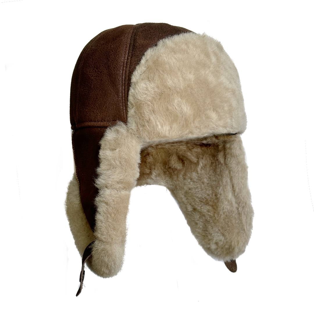 Real Shearling Sheepskin Trapper Hat Russian Ushanka Aviator Hat ...