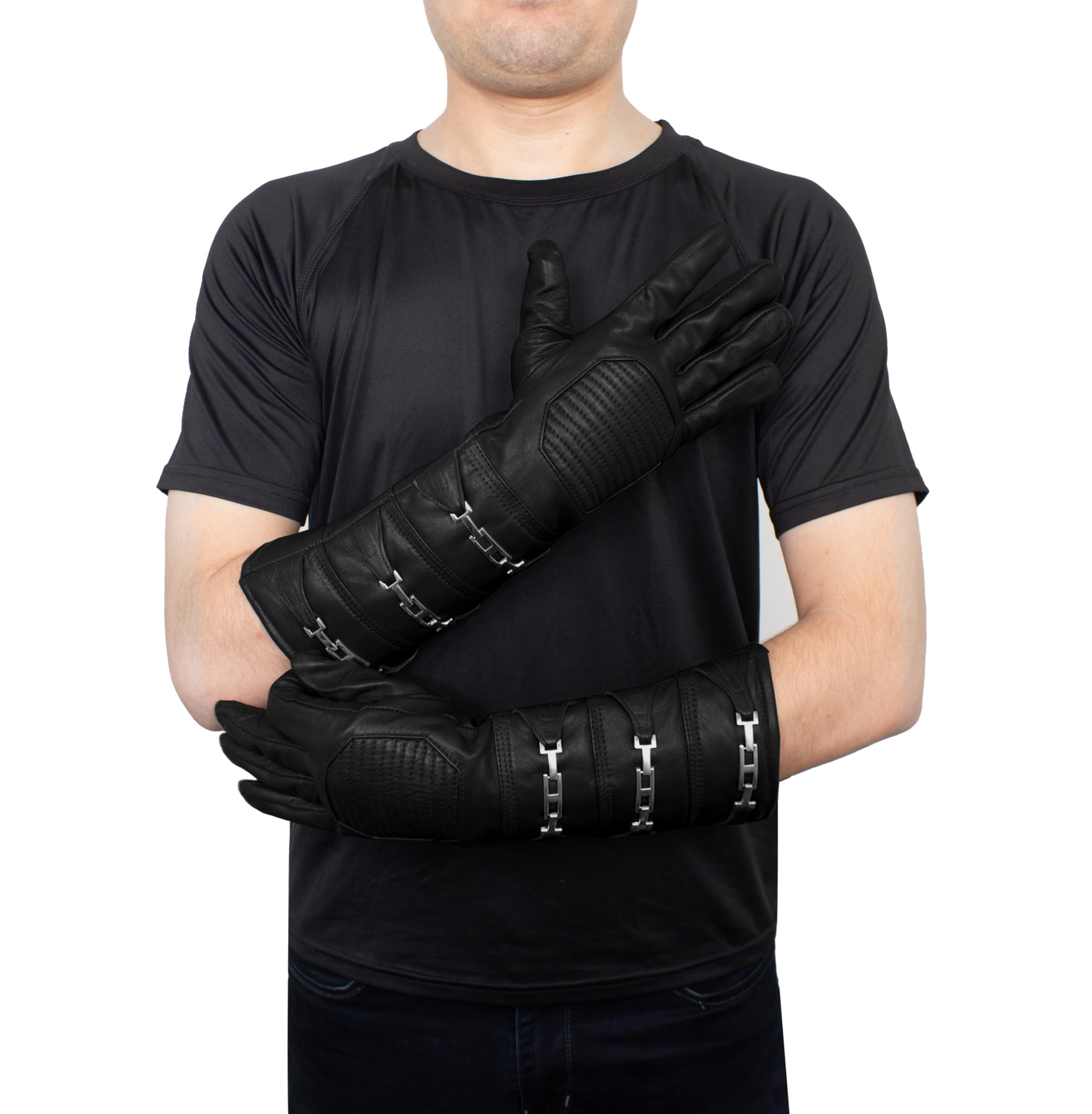 Real Sheepskin Leather Sky Gauntlet Costume Glove - Cosplay Gloves ...