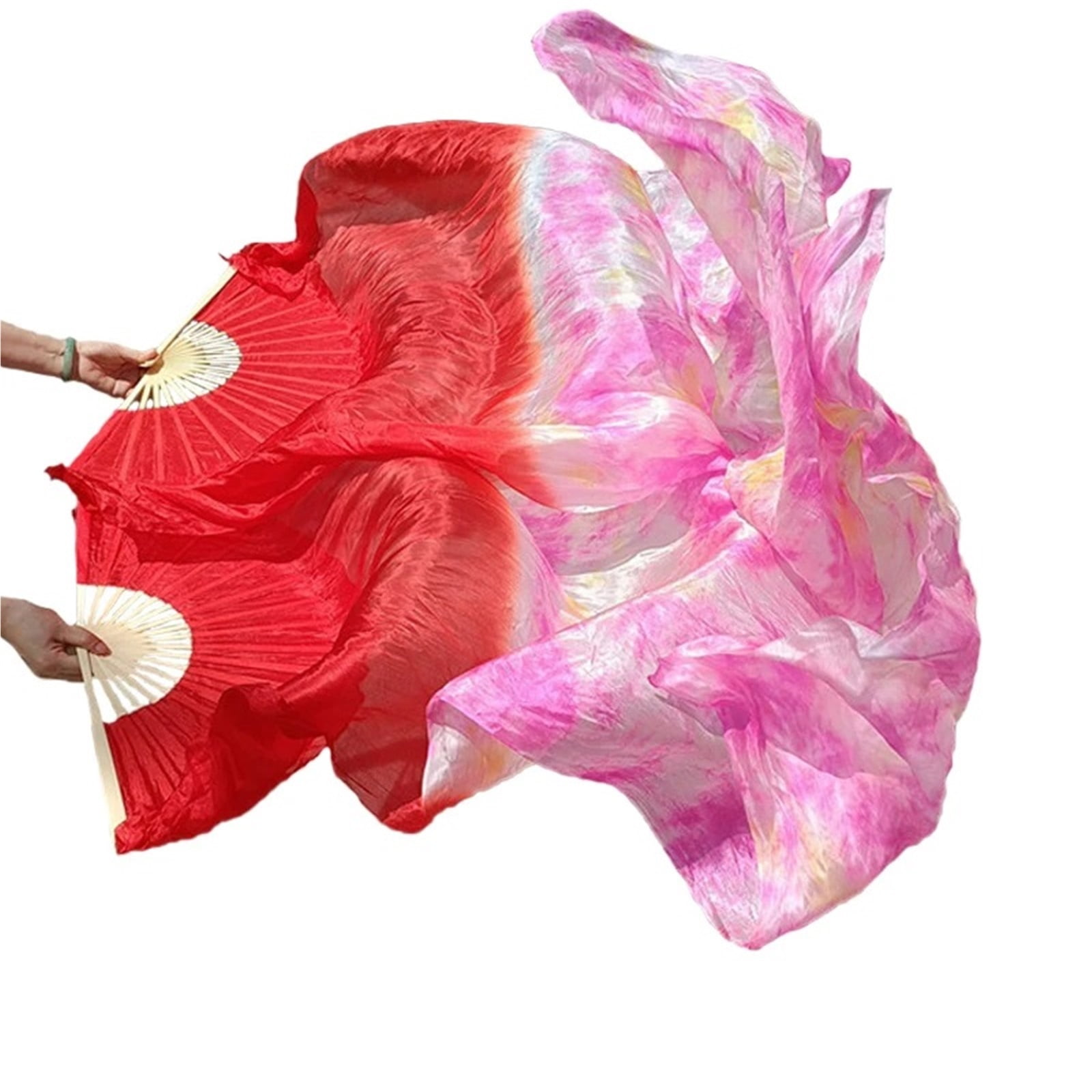 Real Silk Dance Fan Belly Dance Fan A Pair Of Extended Fans Handmade ...