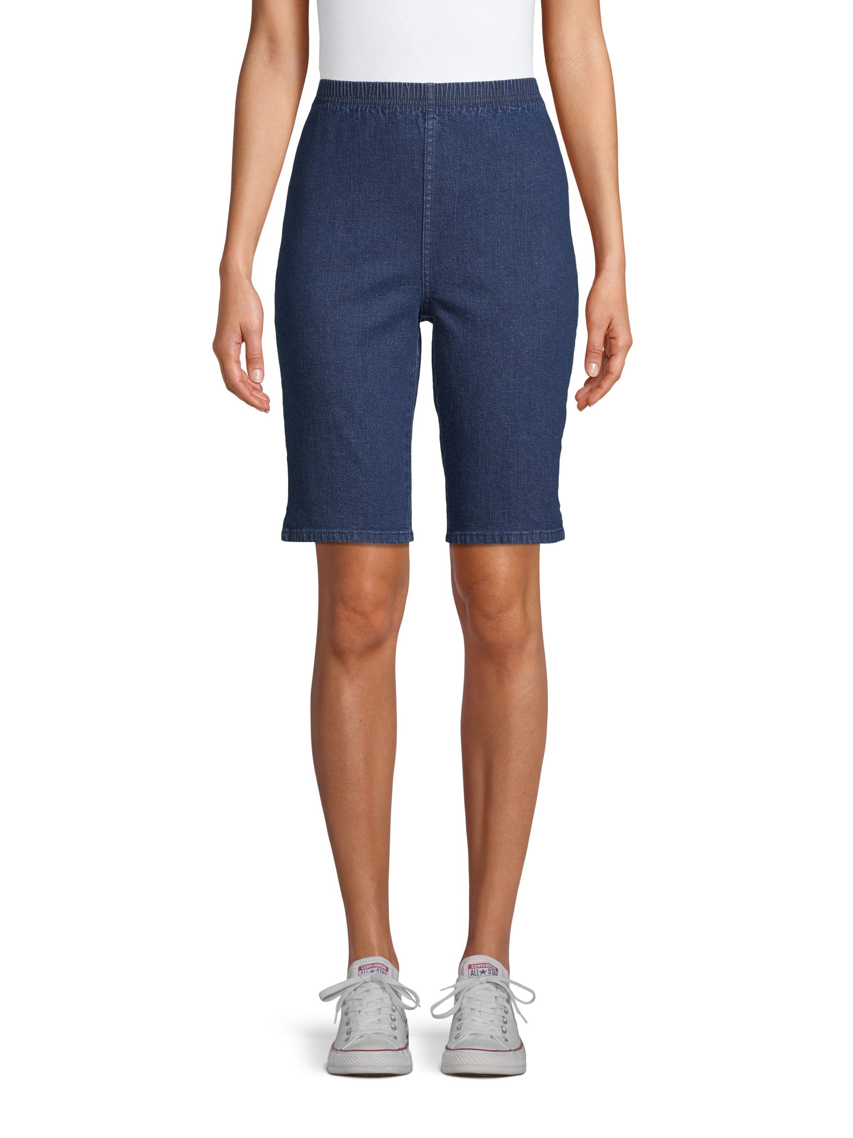 RealSize Women's 11" Bermuda Elastic Casual Cotton Pull-On Stretch ...