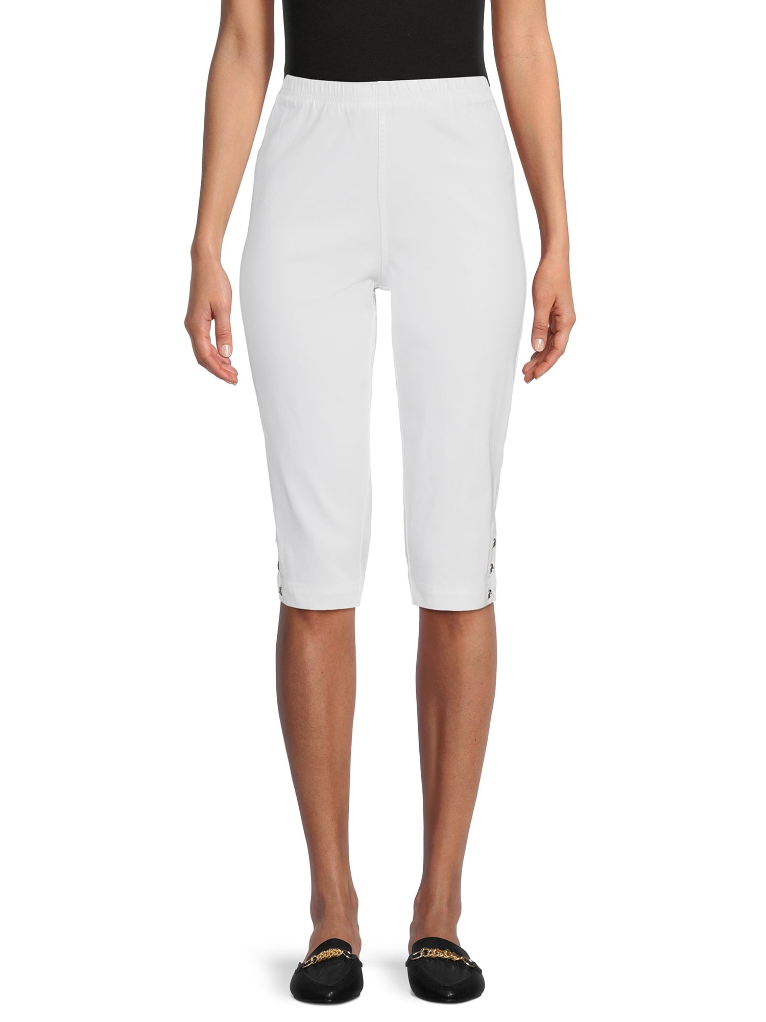 Real Size Women's 17" Pull On Stretch Bling Capri - Walmart.com