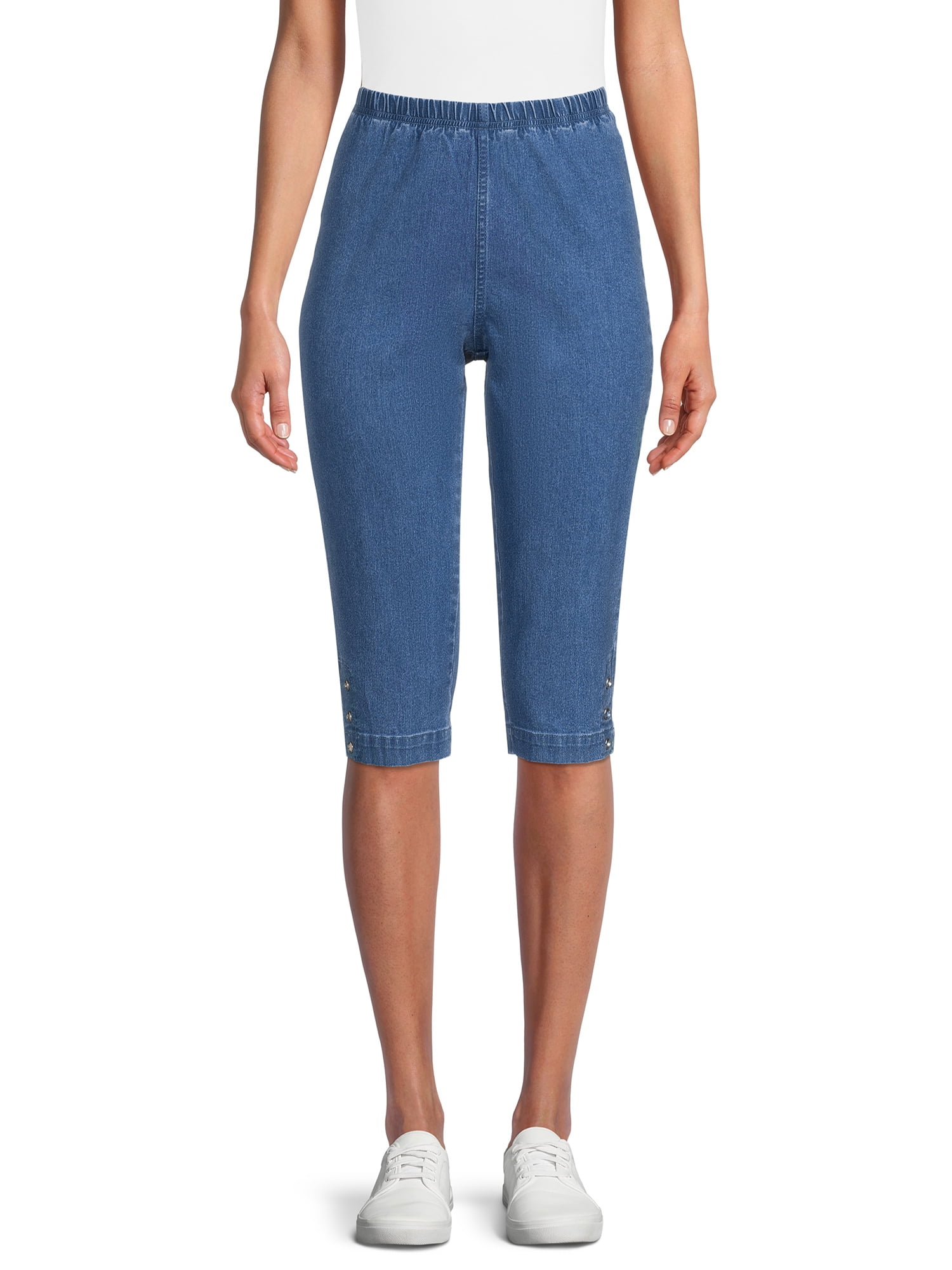 women's Pull-On Bling Capris - Stretch Denim, 17 Inseam - Walmart.com