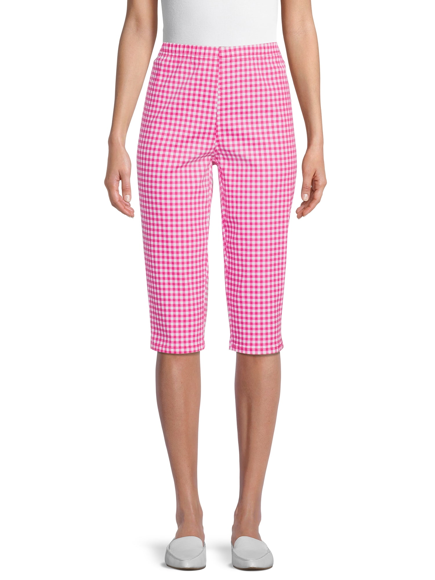 RealSize Women's 17" Stretch Cotton Pull On Capri Pants with Elastic ...