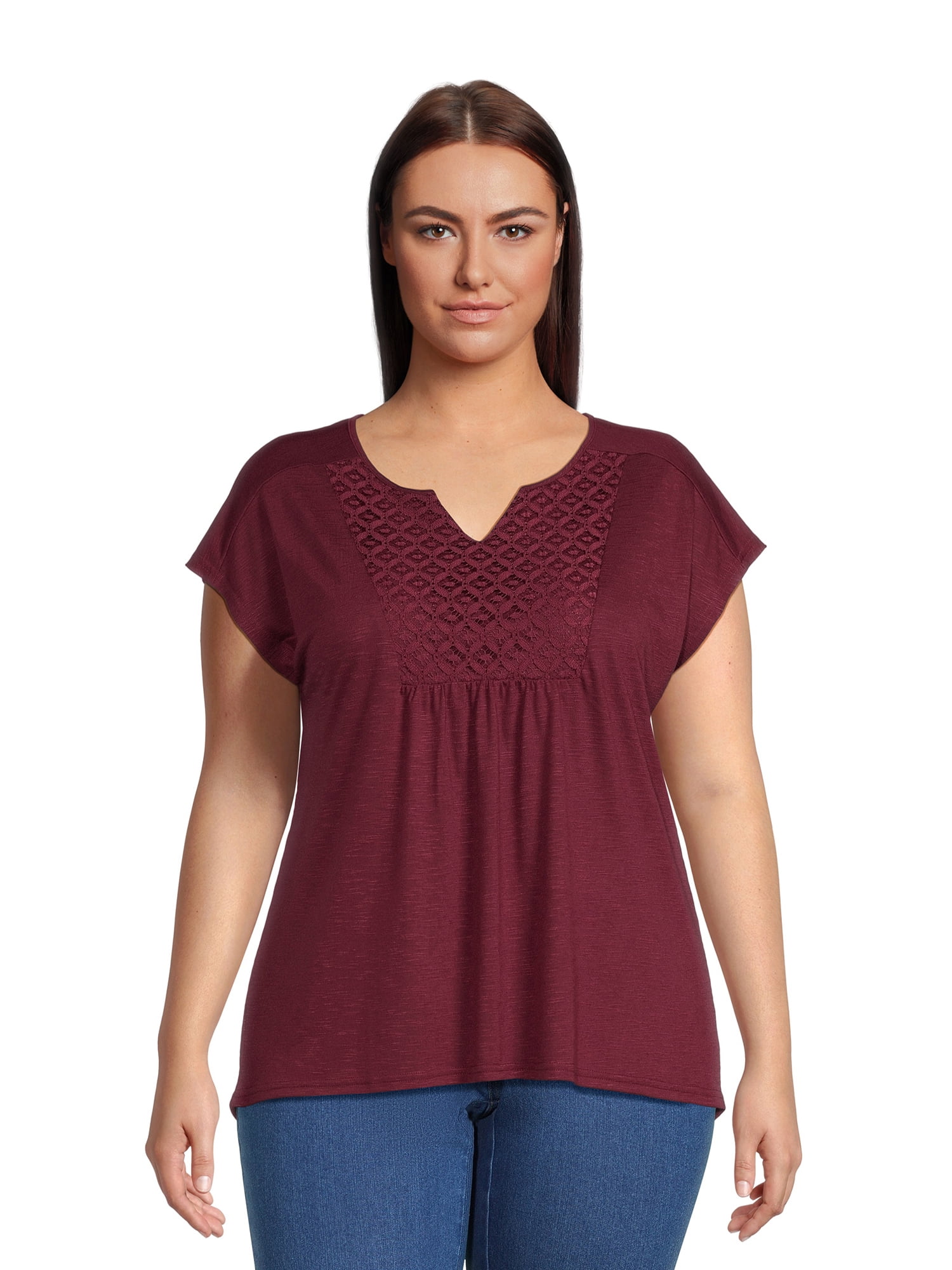 Real Size Women's Crochet Bib Tunic Top, Women's and Women's Plus XS-4X ...