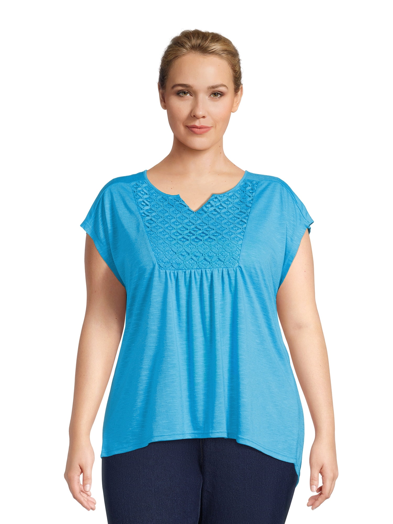 Real Size Women's Crochet Bib Tunic Top, Women's and Women's Plus XS-4X ...