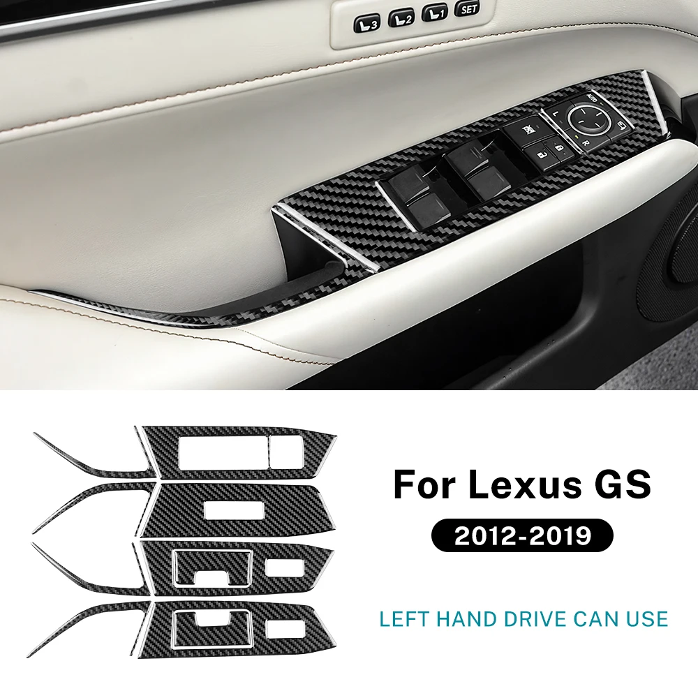 Real Soft Carbon Fiber Sticker LHD RHD Car Window Lift Button Panel ...