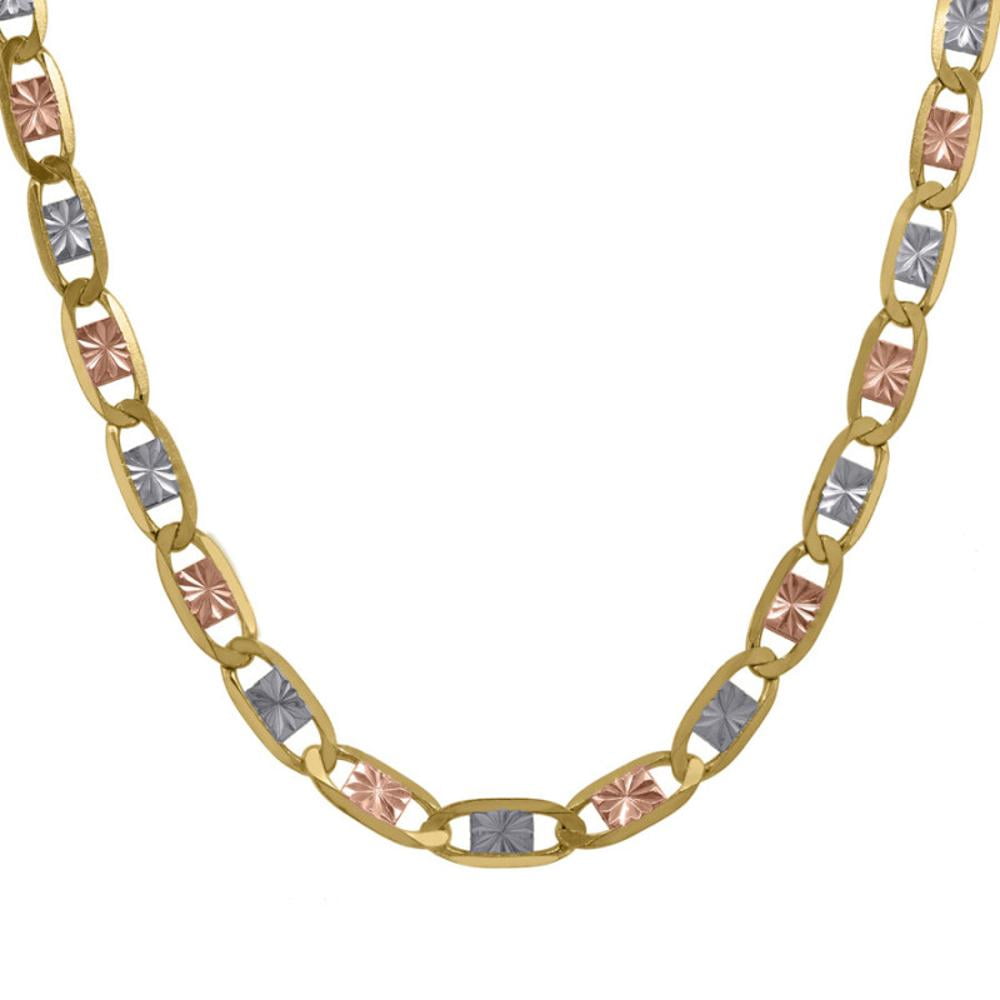 Real Solid 10k Tri-color Gold Valentino Chain 3.2mm 24" Necklace ...