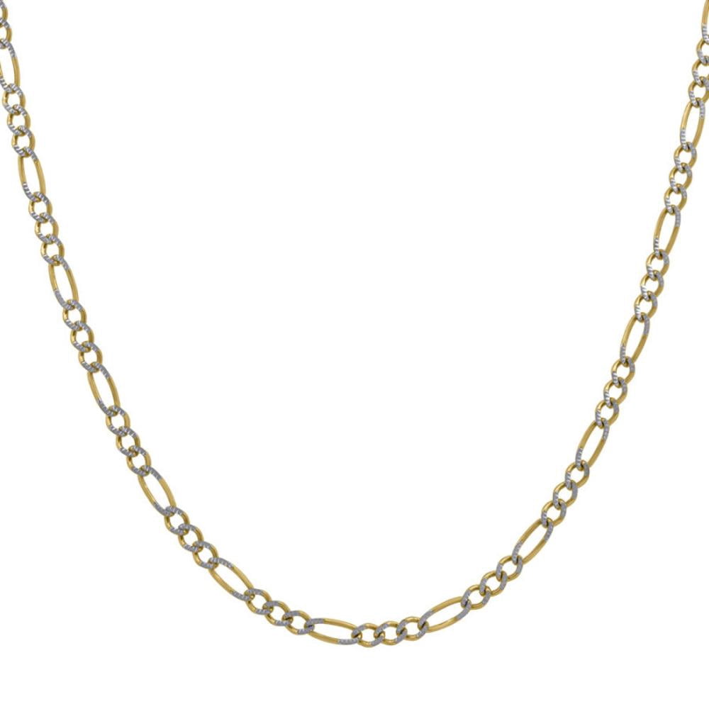 Real Solid 10k Two-tone Gold Solid Figaro Pave Chain 2.0mm 22" Necklace ...