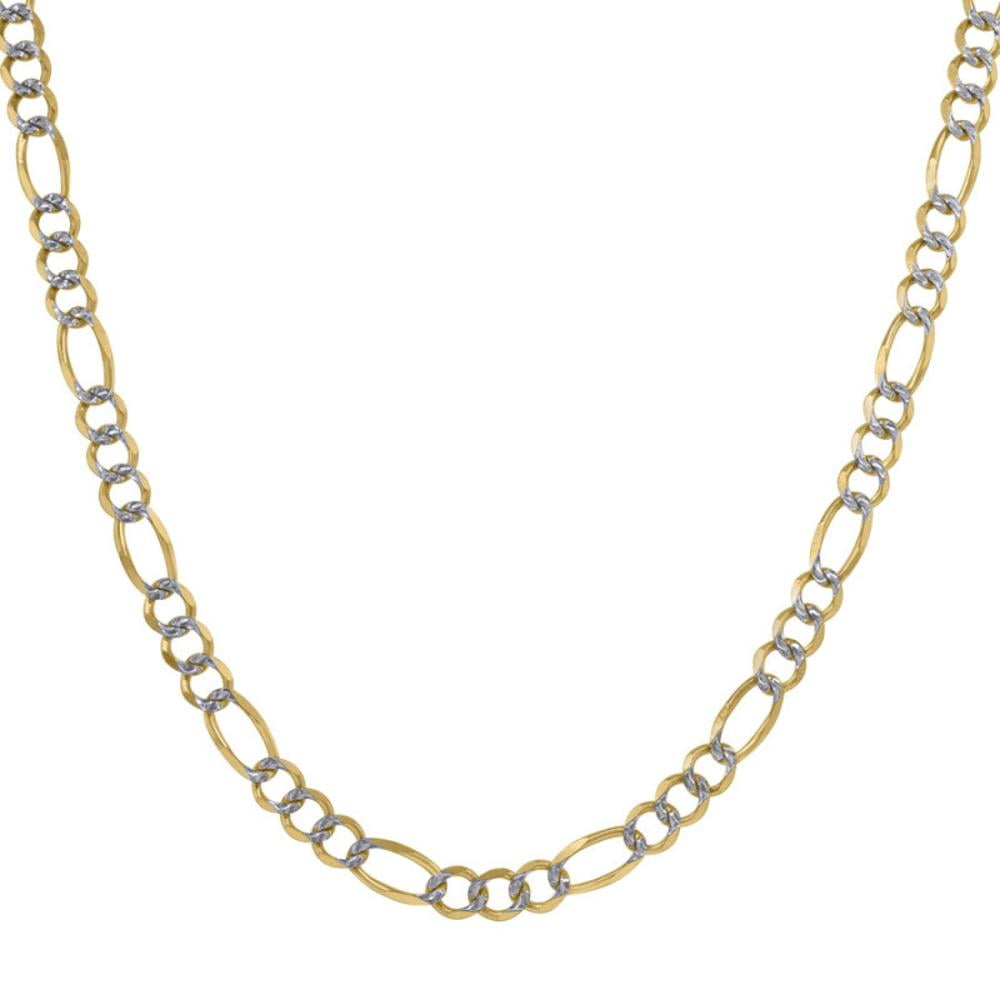 Real Solid 10k Two-tone Gold Solid Figaro Pave Chain 4.5mm 24" Necklace ...