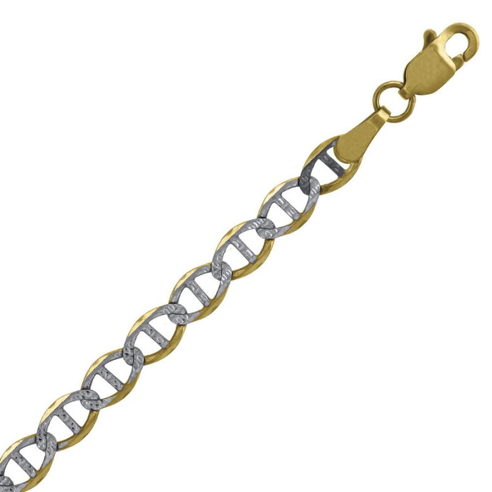 Real Solid 10k Two-tone Gold Solid Mariner Pave Chain 4.0mm 26 ...