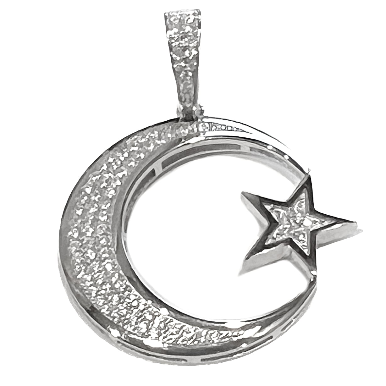 Islamic Jewelry: Real 925 Sterling Silver Crescent Moon and Star Charm ...