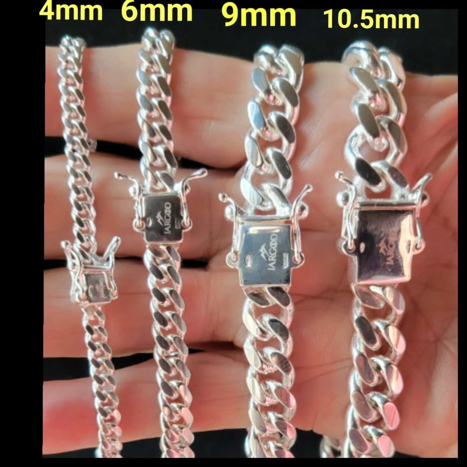 Real Solid 925 Sterling Silver Miami Cuban Chain Necklace Box Lock ...