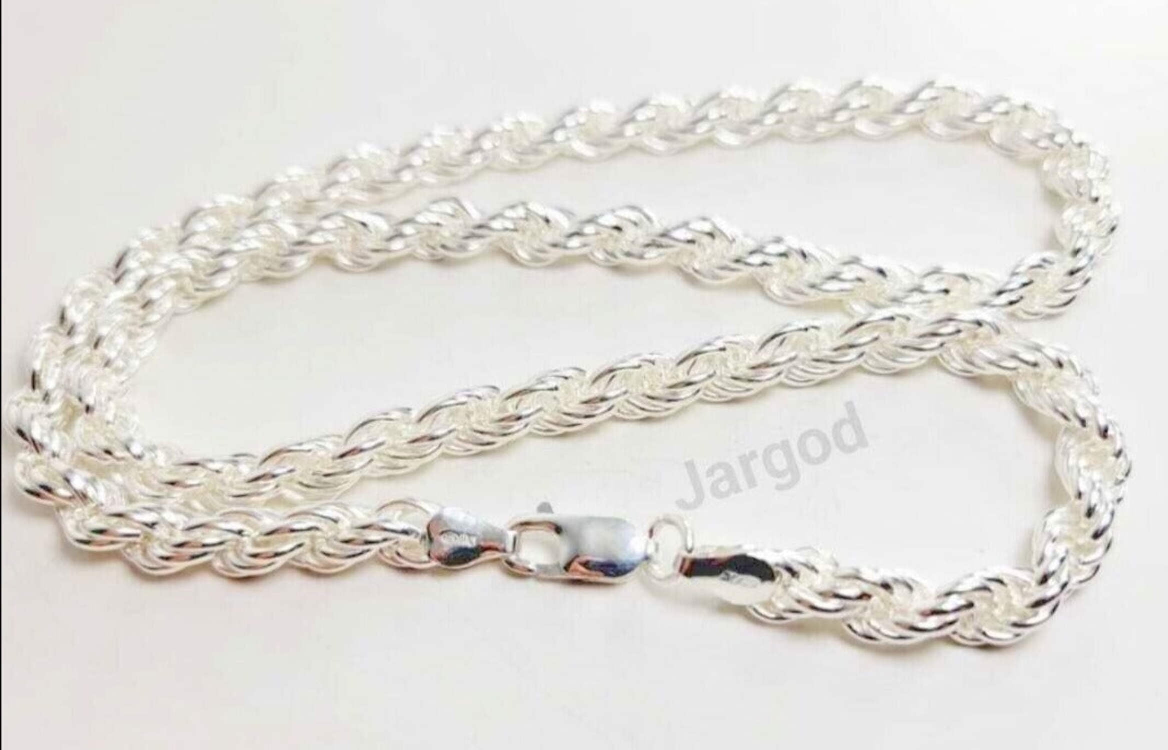 Real Solid 925 Sterling Silver Rope Chain Necklace 5.5mm Italy Choose ...