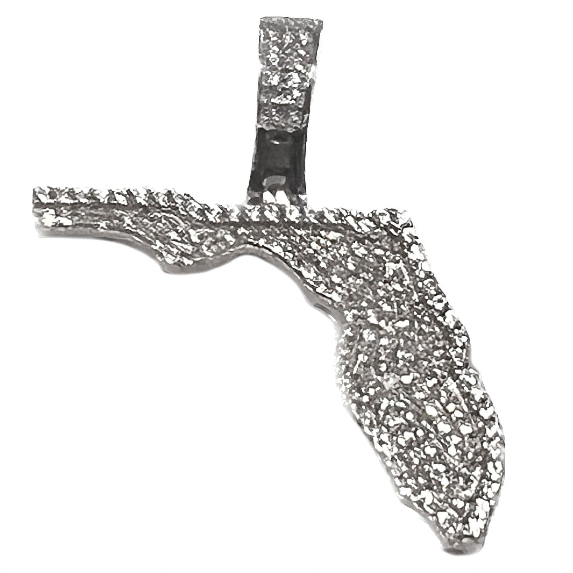 Real Solid 925 Sterling Silver State of Florida Shape CZ Iced FL Bling ...