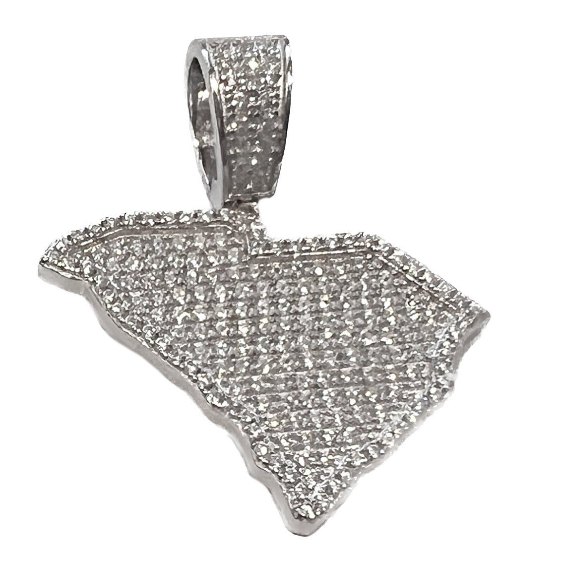 Real Solid 925 Sterling Silver State of South Carolina CZ Iced SC Charm ...