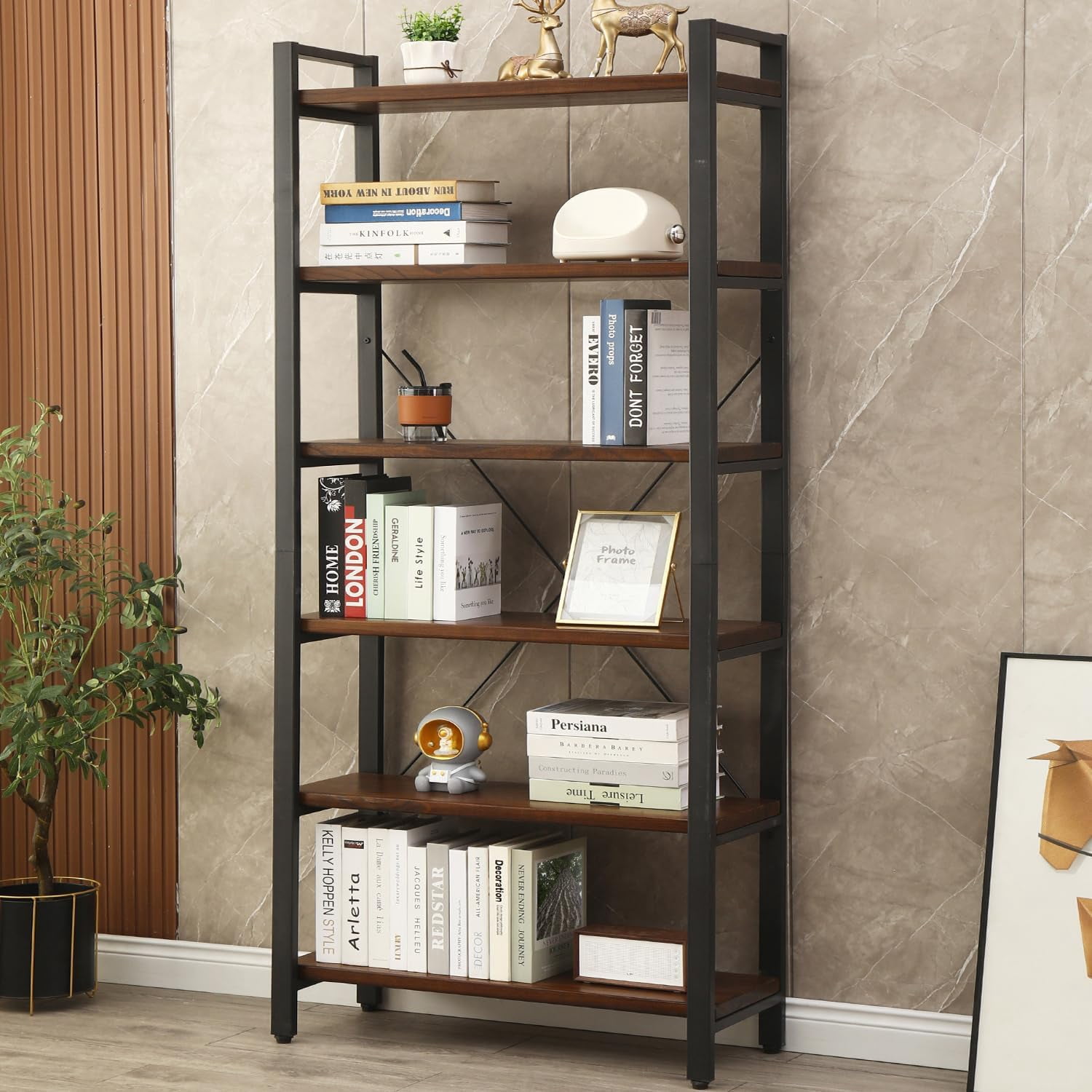 Real Solid Bookshelf Shelves Rustic Vintage Industrial Bookshelf Metal ...