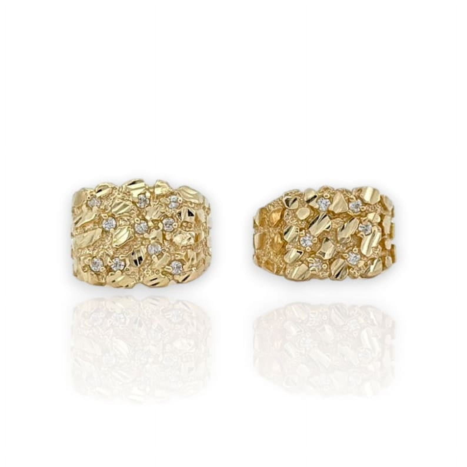 Real Solid Gold 10K Square Nugget Ring With CZ | 10K Gold Ring | Yellow ...