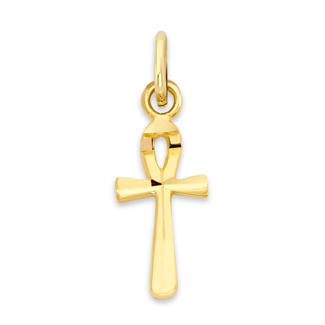Golden Fire Solid 10k Gold Ankh Charm - Symbol of Life Bracelet Charm ...