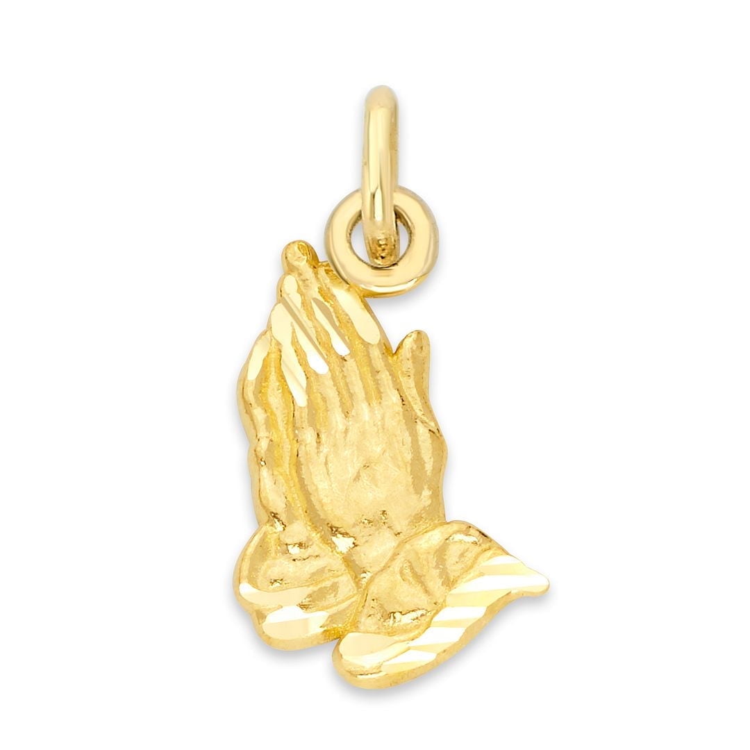 Solid Gold Prayer Hands Charm in 10k/14k, Religious Pendant for ...